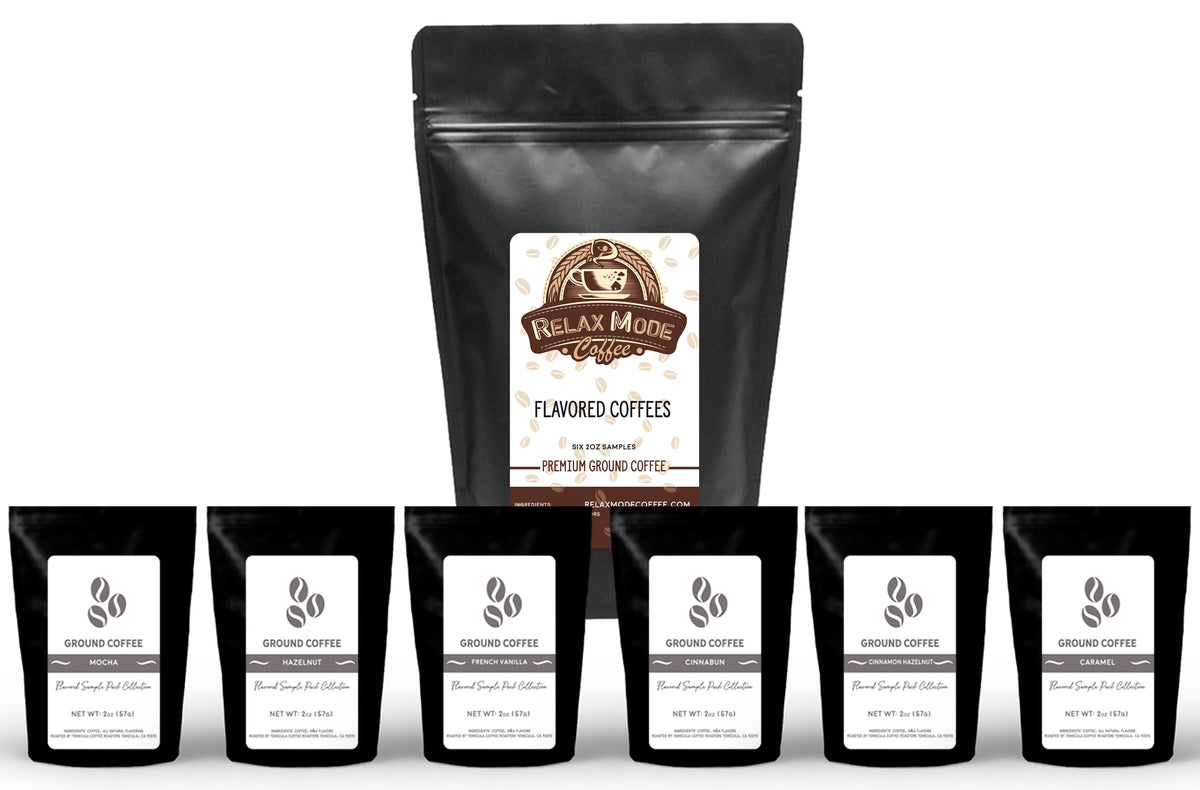 Flavored Coffees Sample Pack - 6 Premium Ground Coffee Flavors – Relax ...